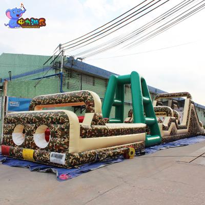 China Camouflage Theme Inflatable Bouncy Castle Inflatable Obstacle Course for sale