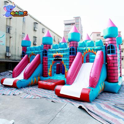 China Flame Theme Inflatable Bouncy Castle Outdoor Inflatable Castle Slide Combo for sale