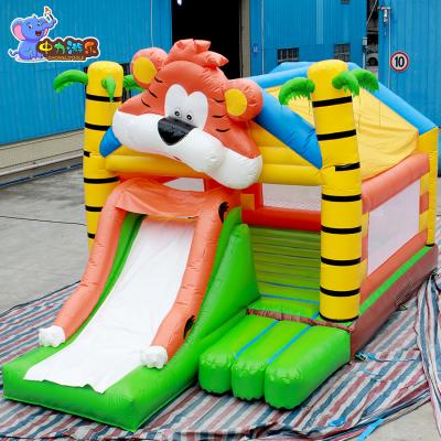 China Outdoors Tiger Inflatable Bouncy Castle Slide Trampoline Odorless for sale