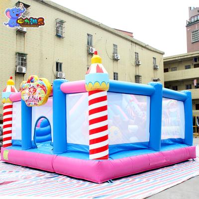 China Jester Clown Theme Inflatable Bouncy Castle House Slide PVC Fabric for sale