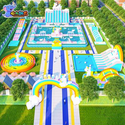 China Personalised Inflatable Bouncy Castle Obstacle Course Rainbow Water Park for sale