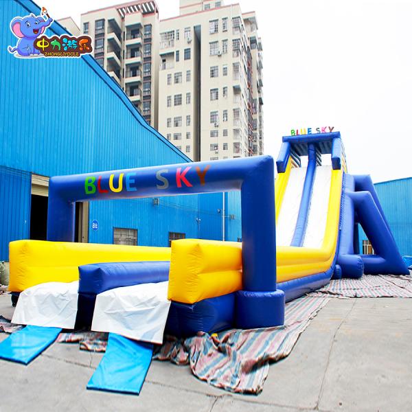 Quality Giant Outdoor Inflatable Water Slide 50ft For Kids Adults Sun Resistant for sale