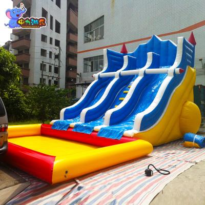 China Outdoor Triple Inflatable Waterslide Birthday Party Buffer Pool 22ft for sale