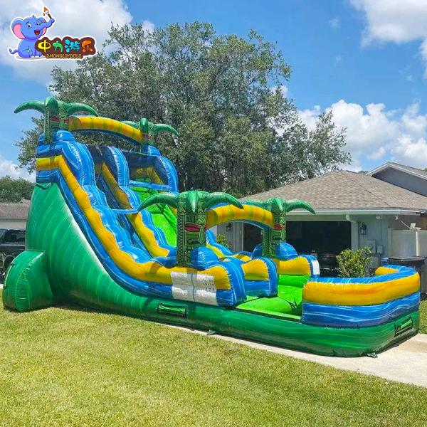 Quality Outdoor Double Slides Inflatable Water Slide Unisex Inflatable Pool Slide  for sale