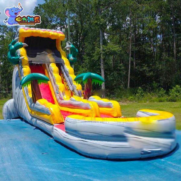 Quality Home Use Inflatable Water Slide Inflatable Blue Water Slide With Pool for sale