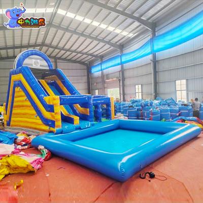 China Outdoors Inflatable Water Slide Inflatable Slide Bounce House Slide With Pool for sale