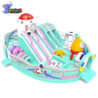 China Custom Space Themed Inflatable Bouncer Castle for Kids 3-12 Years with Slide and Climbing Wall for sale