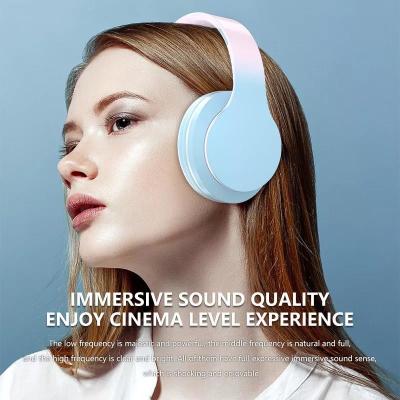 China Gradient Design Colorful Noise Cancelling Microphone Headset  Cartoon Earphones for sale