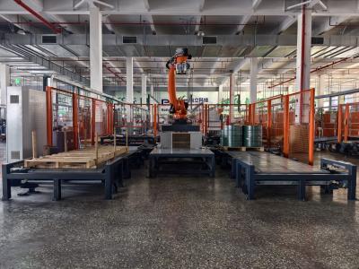 China 180kg Load Automatic Palletizing System High Capacity 480V Robotic Palletizing Solutions for sale