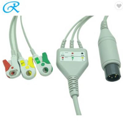 China AAMI 6 Pin ECG Lead Wires Direct Connect Compatible 5 Leads With Snap IEC for sale