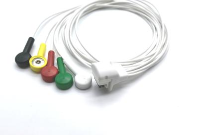 China Mortara H3 5 Leads IEC AHA ECG Lead Wires With Snap Type for Holter Recorder for sale