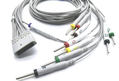 Cina 10 cavo MedEX ECG200.300 dei cavi IEC/AHA 0.25mA DIN3.0/Banana4.0/Snap/Clip Holter ECG in vendita