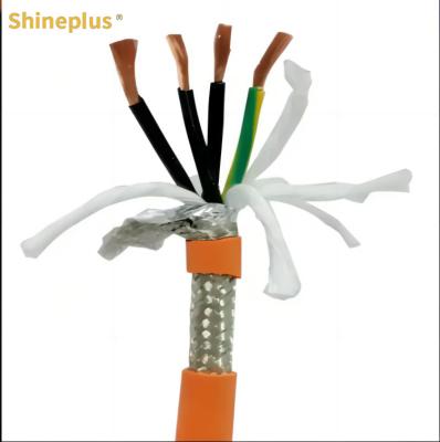 China Servomotor 4 kern 1.5 2.5 4.0 6.0 vierkant oranje hoge flexibele trekketen afgeschermde kabel Te koop