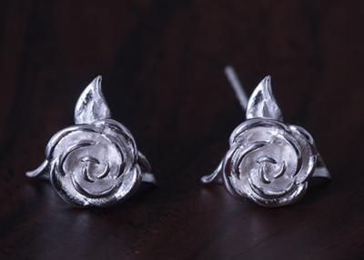 China Rose Shape 925 Sterling Silver Earrings Silver / Gold / Rose Gold Plated for sale