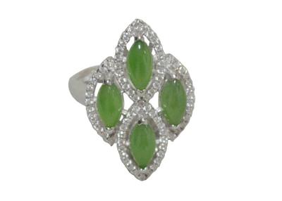 China Hand Polish Byzantine Ladies Sterling Silver Rings With Green Jade Silver Plated for sale