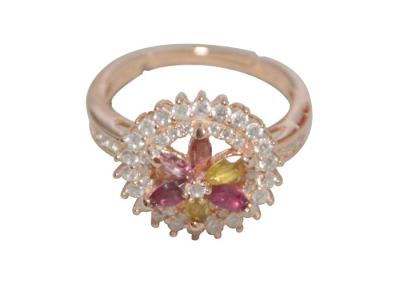 China Personalized Wedding CZ 925 Sterling Silver Rings In Six Petal Flower Shape for sale