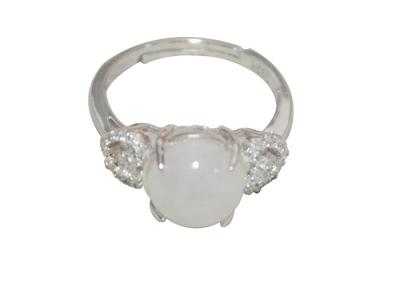 China Antique White Jade 925 Sterling Silver Rings With Clear Ziron Leaf for sale