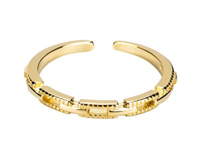 China S925 Sterling Silver Promise Rings Three dimensional Buckle Ring Female Gold Hollow Geometric Trend for sale