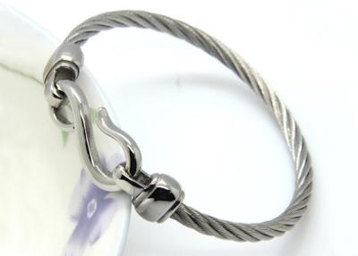 China Gold Silver Mens Stainless Steel Bangle Bracelets Two Tone Wrap With Hook for sale