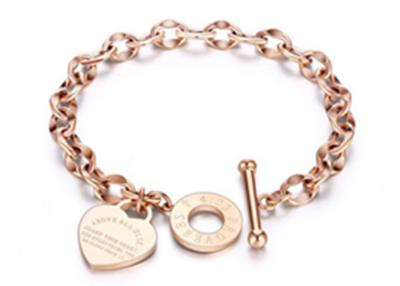 China Custom Proverbs Stainless Steel Chain Bracelet Heart Pendant Women Bracelet for sale
