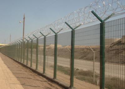 China Militair Pvc van het Plaats Antibinnendringen bedekte 358 Mesh Fencing Top With Razor Prikkeldraad met een laag Te koop