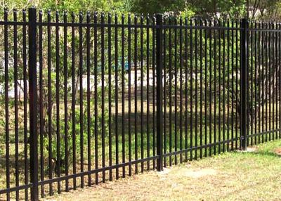 China 2.1m By 2.4m Steel Tubular Fencing Black Color Security Tube Crimped Spear for sale