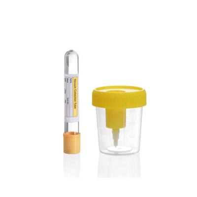 China Disposable Urine Cup with Needle Vacuum Urine Specimen Collection Cup 60ml 90ml 100ml 120ml with Needle for sale