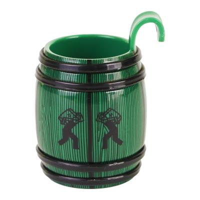 China 50ml Capacity Plastic Barrel Shot Glasses Wooden Grain Design For Whiskey Irish Coffee for sale