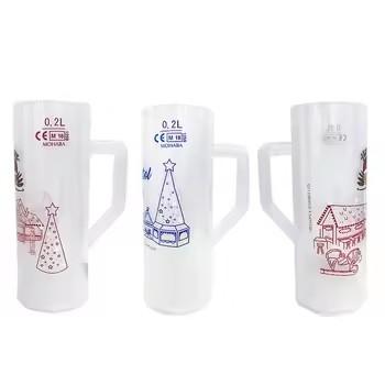 Quality 200ml Plastic German Beer Steins With Handle PS Material Stein Mugs 142mm Height for sale