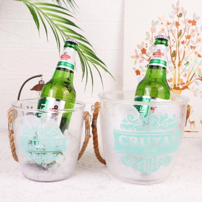 China 2.5L Transparent Plastic Drink Bucket Single Walled Chiller Bucket For Desktop Picnic for sale