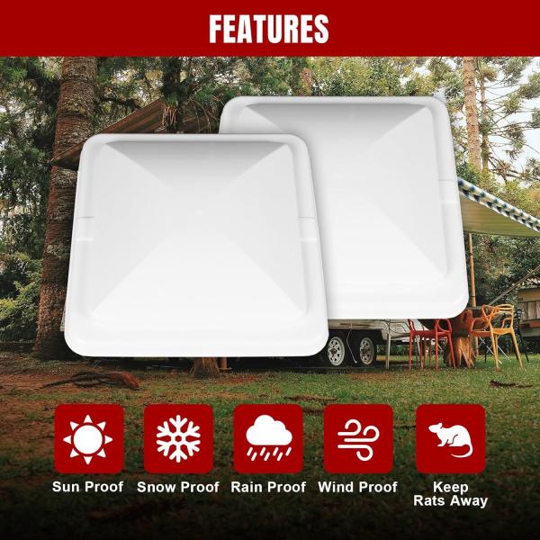 Quality UV Resistant Polypropylene RV Roof Vent Cover Replacement White Color 14 Inch for sale
