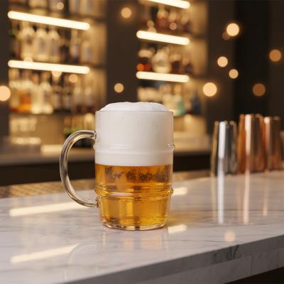 China 24oz Barrel Shape PS Plastic Beer Steins Customizable Color Dishwasher Safe Heavy Mug for sale