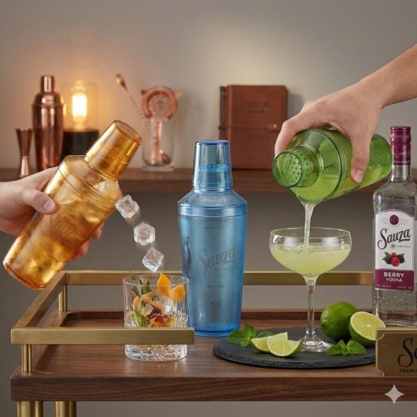 Quality 20 oz Plastic Cocktail Shaker - Colorful Transparent Cobbler Shaker, BPA-Free PS Professional Drink Mixer for Home Bar & Parties for sale