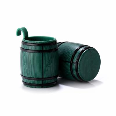 China Shatter Resistant Small Plastic Shot Cups 25ml Plastic Whisky Tumblers Barrel Designs with Hook for sale