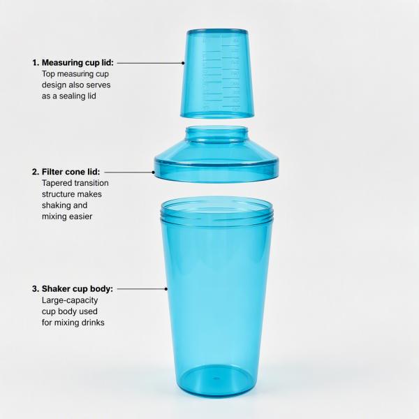 Quality 20oz Capacity Plastic Cocktail Shaker with Custom Logo Printing and Durable PS for sale