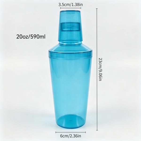 Quality 20oz Capacity Plastic Cocktail Shaker with Custom Logo Printing and Durable PS for sale