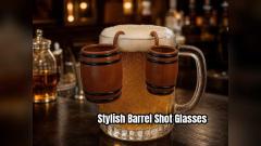 50ml Wooden Grain Barrel Shot Glasses For Whiskey