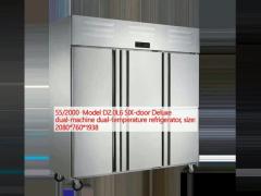 2000L zesdeurs commerciële keuken vriezer voedselkwaliteit dubbele temperatuur koelkast