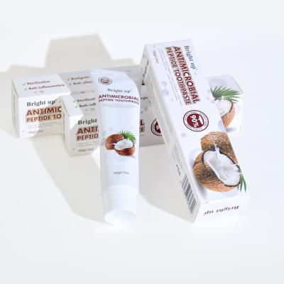 Китай Высококачественная яркая антимикробная пептидная зубная паста, 100 г (3,5 унций) на каждую трубку кокосового масла оптом продается