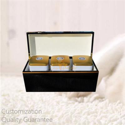 China Luxury High Gloss Wholesale Tea Brands Black Wooden Tea Caddies Storage Display Chest Box, Personalized Logo Brand. for sale