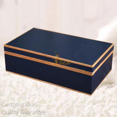 China Luxury High Gloss Marine Blue Personalized Wooden Gift Box for Perfumes, Watches, Wine  , Personalized Logo Brand. for sale