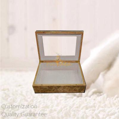 China Luxury Burlwood Blank High Gloss Wooden Personal Gift Box with Window on Lid , Personalized Logo Brand. for sale