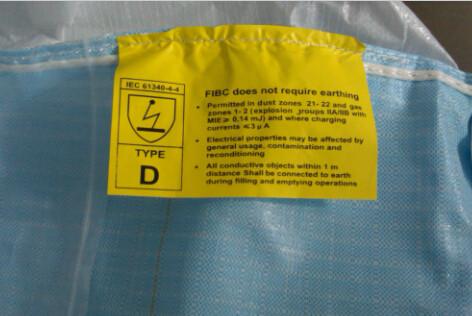 Quality Type D Fibc CROHMIQ blue / white for chemical powder transportation for sale