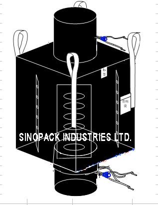 Quality Black PP woven baffle bag / Q bag FIBC for powder flour carbons chemical powders for sale