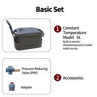 China Portable Gas Water Heater 10kW 6L/min Outdoor Propane Shower with 40L Reservoir for sale