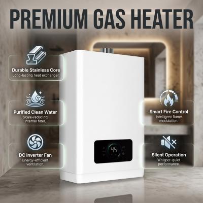 China Tankless Gas Boiler with Corrosion-Resistant 304 Stainless Steel Exchanger for Hard Water Scale Protection and Rapid 10s Instant Heating for sale