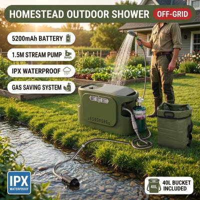 China Self-Sustaining Homestead Garden Gas Shower Unit 5200mAh Lithium Drive for Off-Grid Cottages for sale