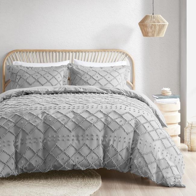 Bohemian style jacquard comforter set showing geometric pattern detail