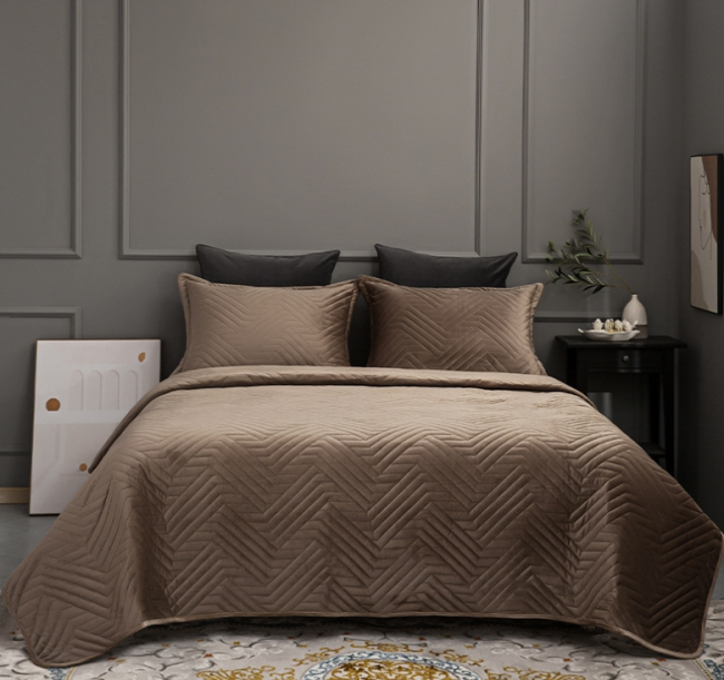 Close-up of ultrasonic embossed texture on velvet fabric