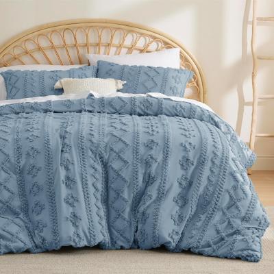 China Jacquard Geborsteld Effen Microvezel Dekbed Geometrisch Patroon Gewatteerde Vierdelige Beddengoedset Te koop